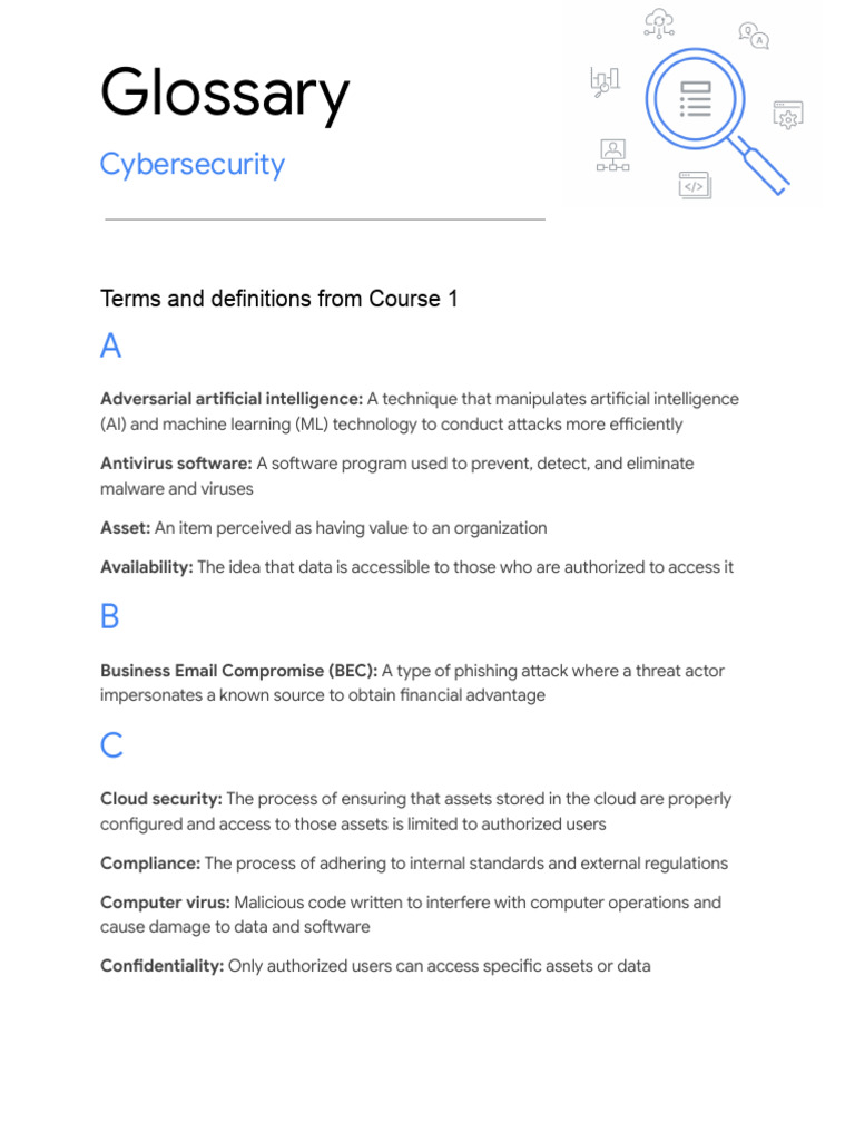 Cybersecurity Terms Glossary | PDF | Security | Computer Security