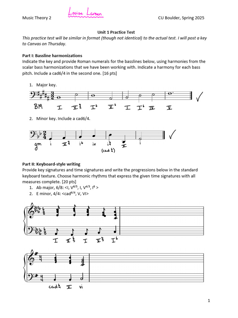 Music Theory 2 Practice Test Guide | PDF | Harmony | Music Theory