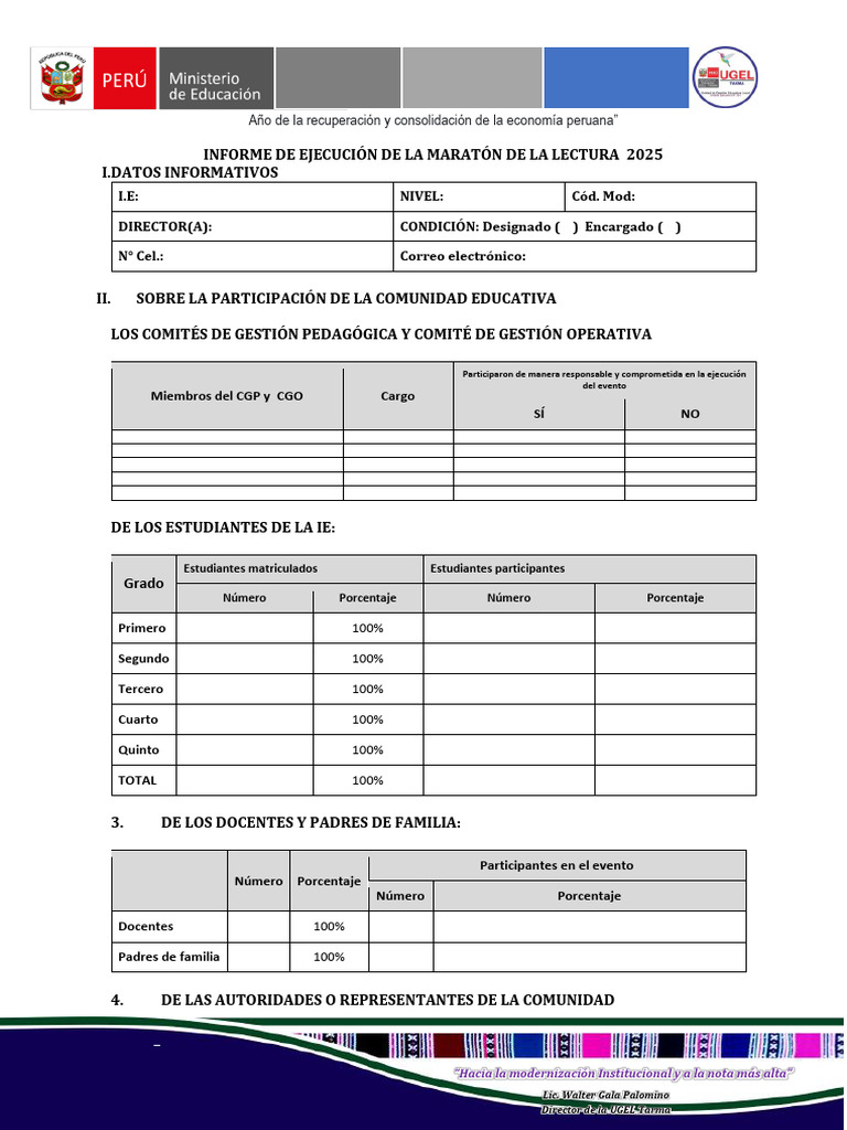 Ficha de Informe de La Maratón de La Lectura - 2025 | PDF