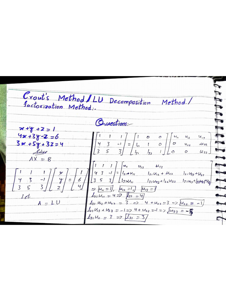 LU Decomposition Method | PDF