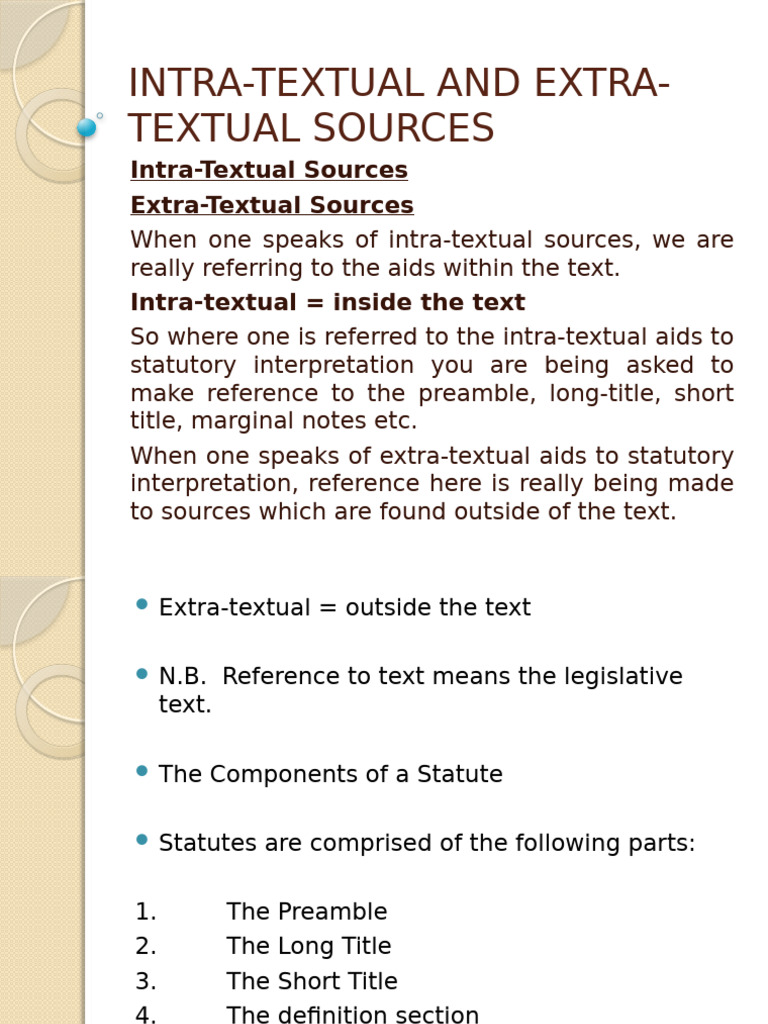 Intra-Textual and Extra-Textual Sources | PDF | Statutory ...
