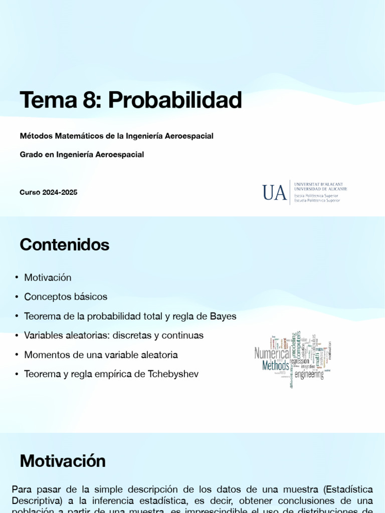 Tema8 MMIA Aeroespacial | PDF | Teoría de probabilidad | Variable aleatoria