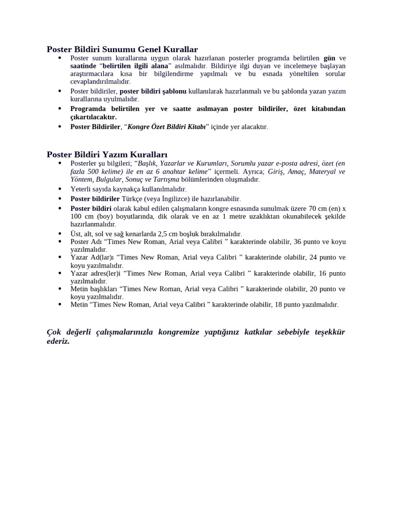 Poster Bildiri Kurallari Ve Yazimi | PDF