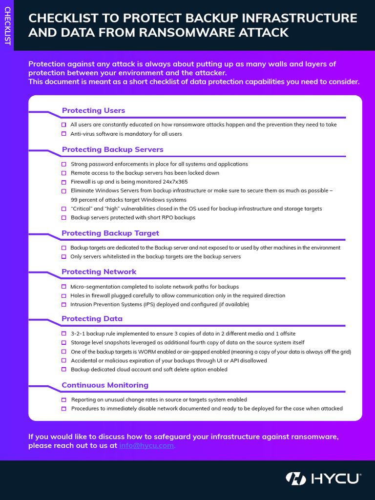 Ransomware Backup Protection Checklist | PDF | Backup | Ransomware