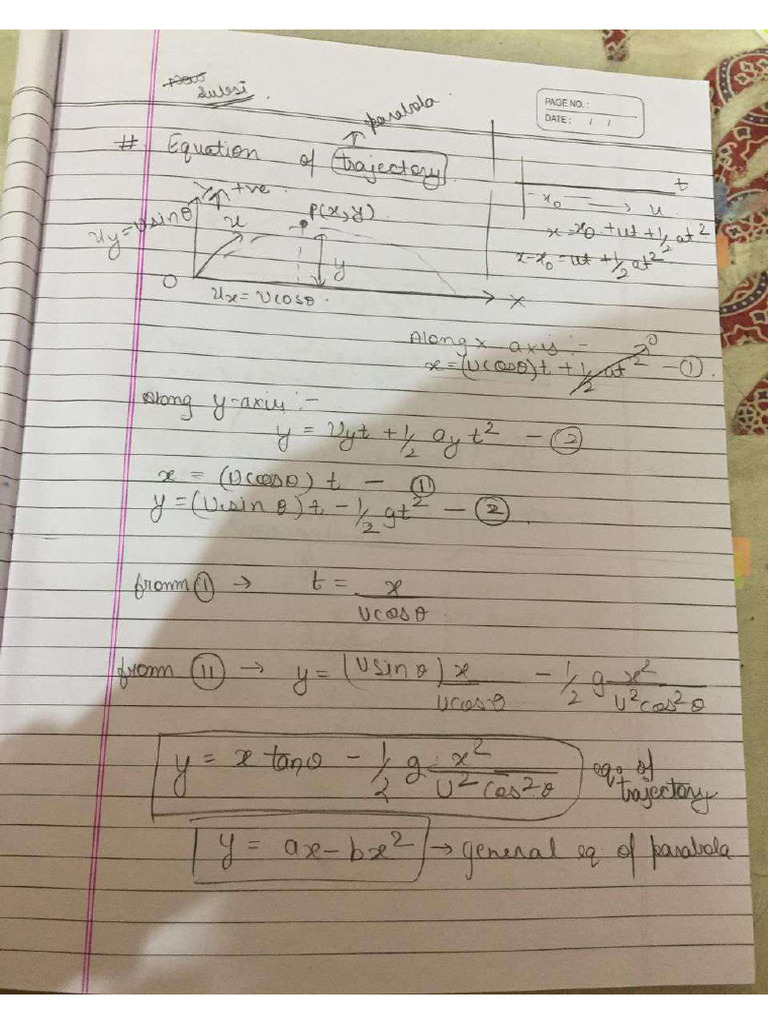 Kinematics 2D Equation of Trajectory | PDF