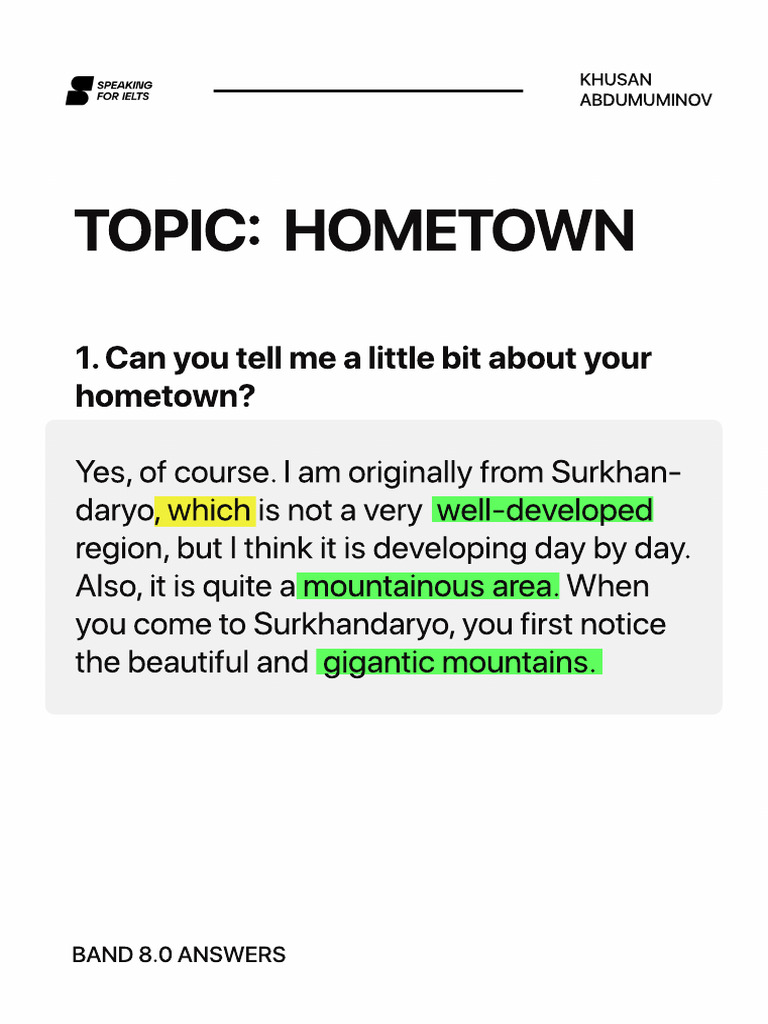 1 Topic (Hometown) | PDF