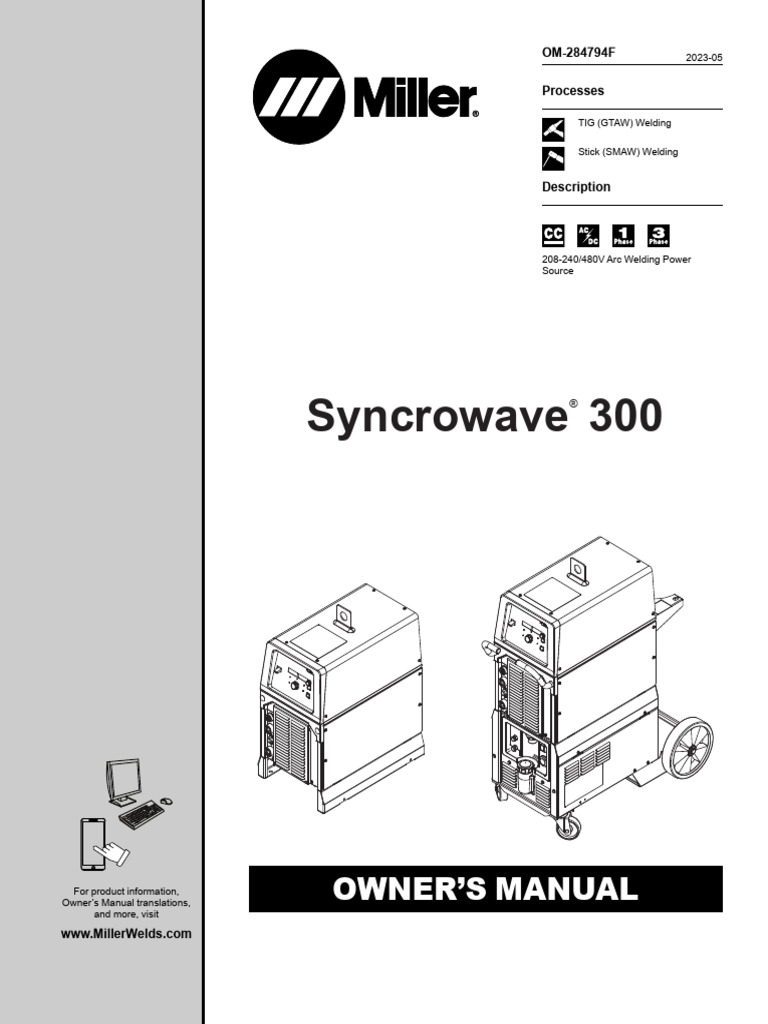 Miller Syncrowave 300 Manual | PDF | Welding | Construction