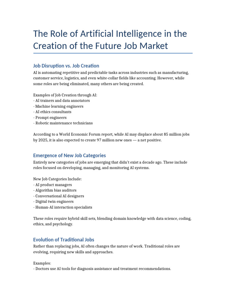 AI's Impact on Future Job Creation | PDF | Artificial Intelligence ...