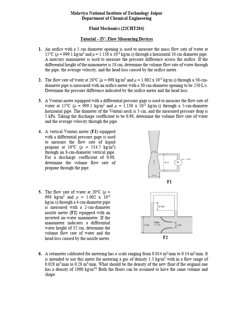 Tutorial - 4 - FM (Flow Measuring Devices) | PDF | Flow Measurement ...