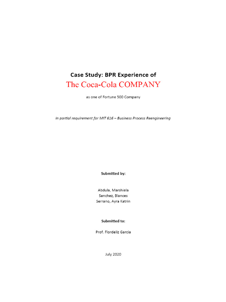27.the Coca-Cola COMPANY - Case Study - BPR Experience of - TOAZ - INFO ...