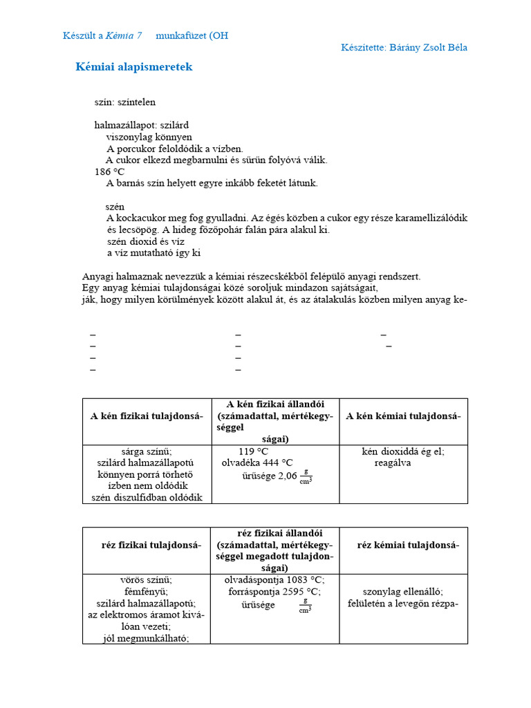 Kémia Munkafüzet - Megoldás 02-Es Fejezet | PDF