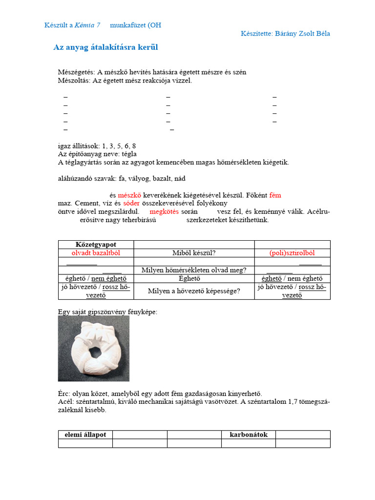 Kémia Munkafüzet - Megoldás 07-Es Fejezet | PDF