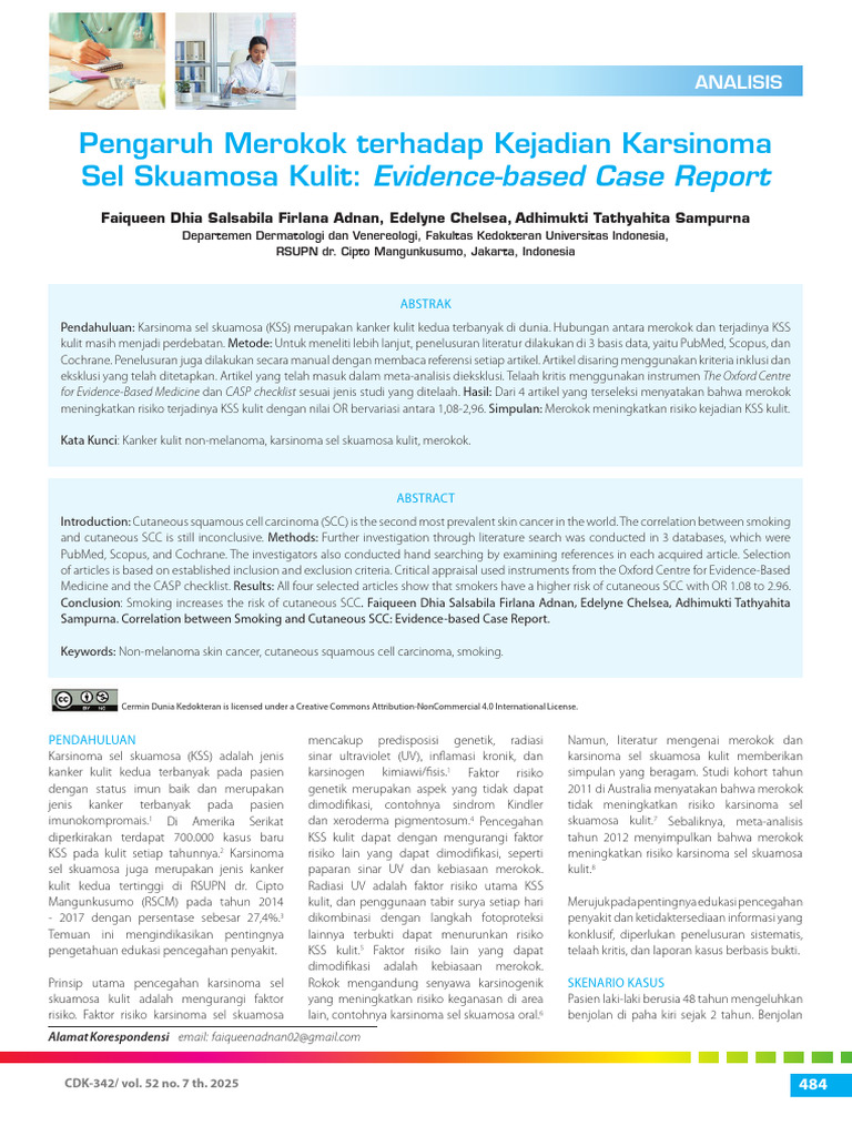 Pengaruh+Merokok+Terhadap+Kejadian+Karsinoma+Sel+Skuamosa+Kulit Evidence Based+Case+Report | PDF