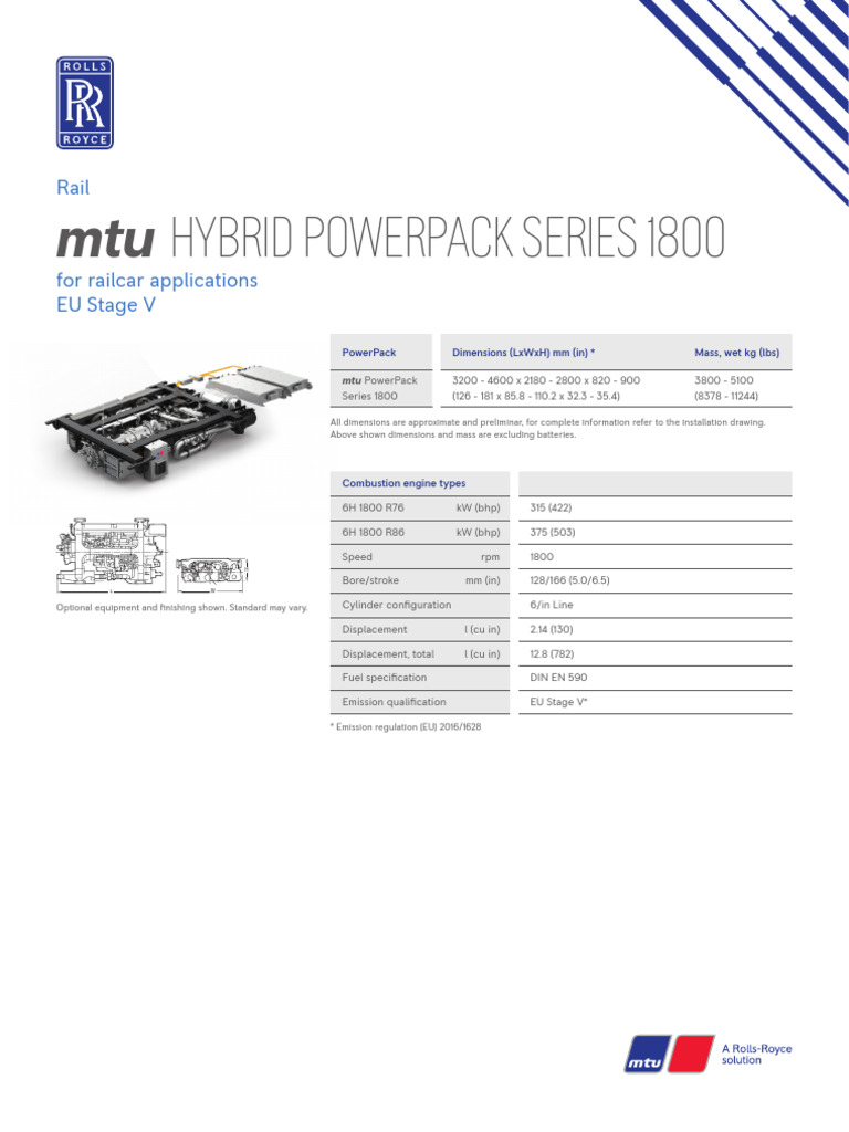 Mtu Rail Spec Hybrid Powerpack 6h1800 STV | PDF | Engines | Hybrid Vehicle