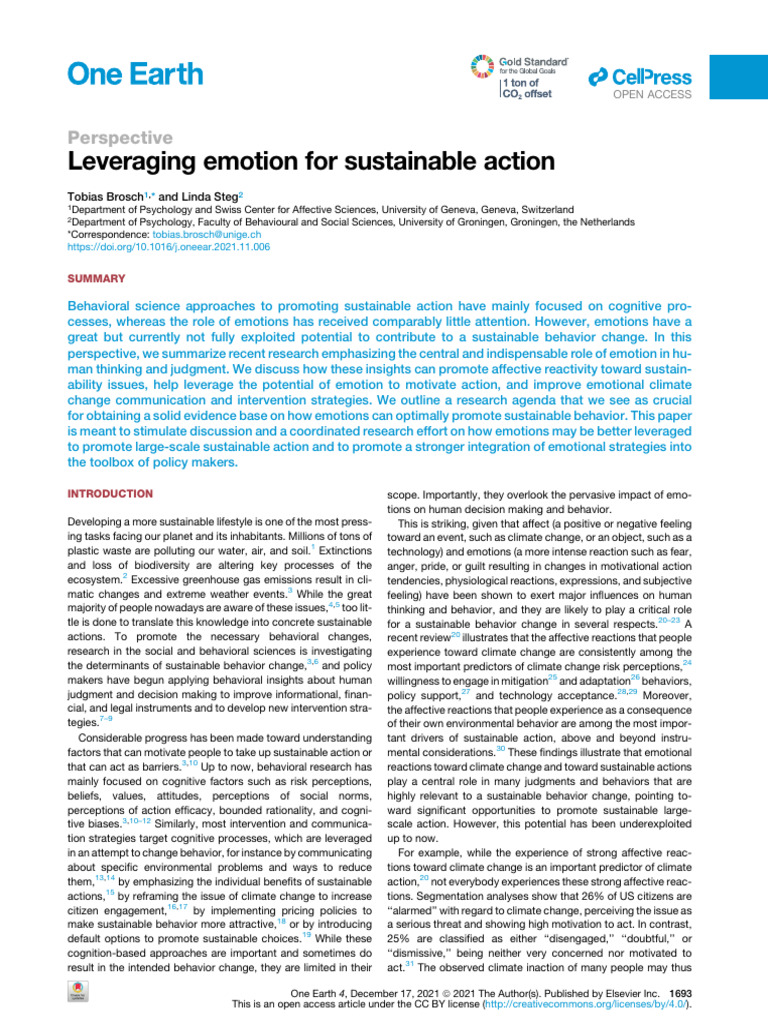 Leveraging Emotion For Sustainable Action | PDF | Emotions | Affect (Psychology)