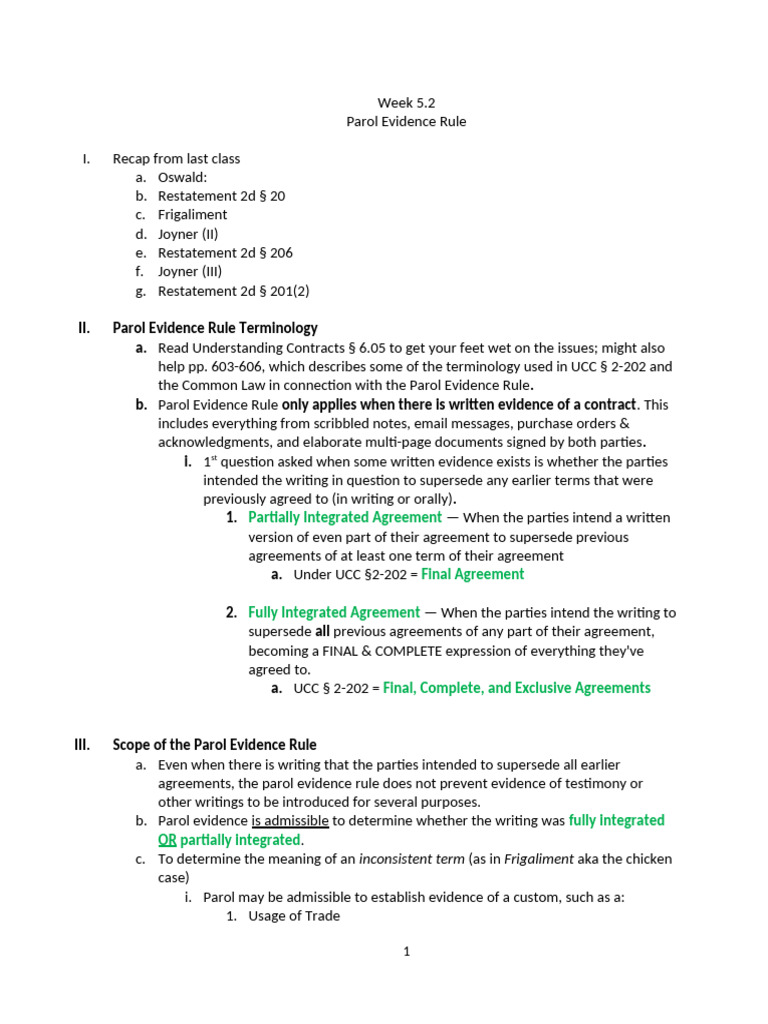Understanding the Parol Evidence Rule | PDF | Parol Evidence Rule ...
