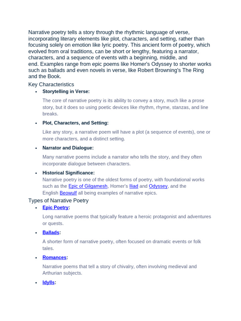 Understanding Narrative Poetry Essentials | PDF