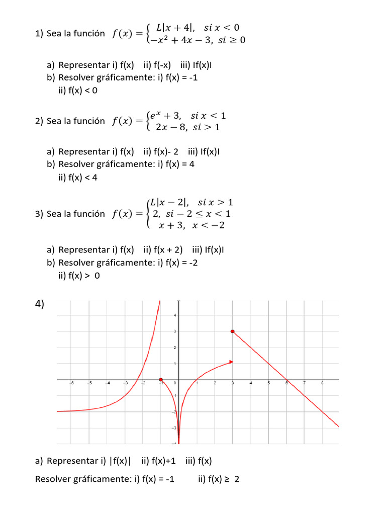 Ejercicios de Representar Funciones Por Tramos | PDF