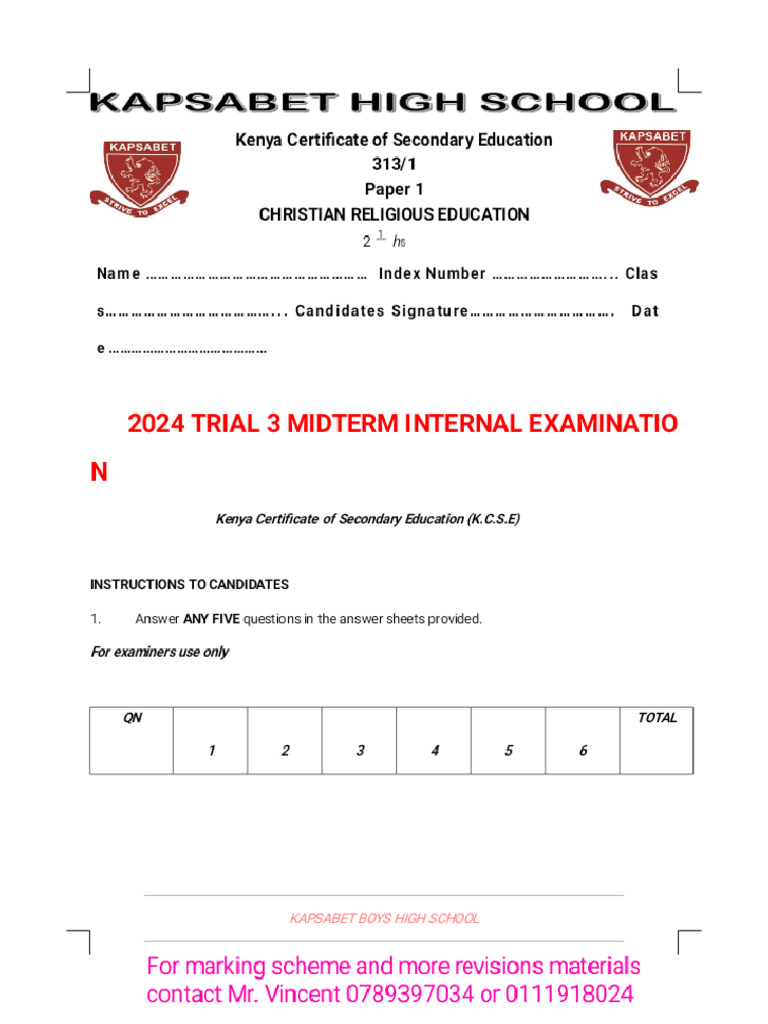 Cre PP1-QS - Kapsabet High | PDF