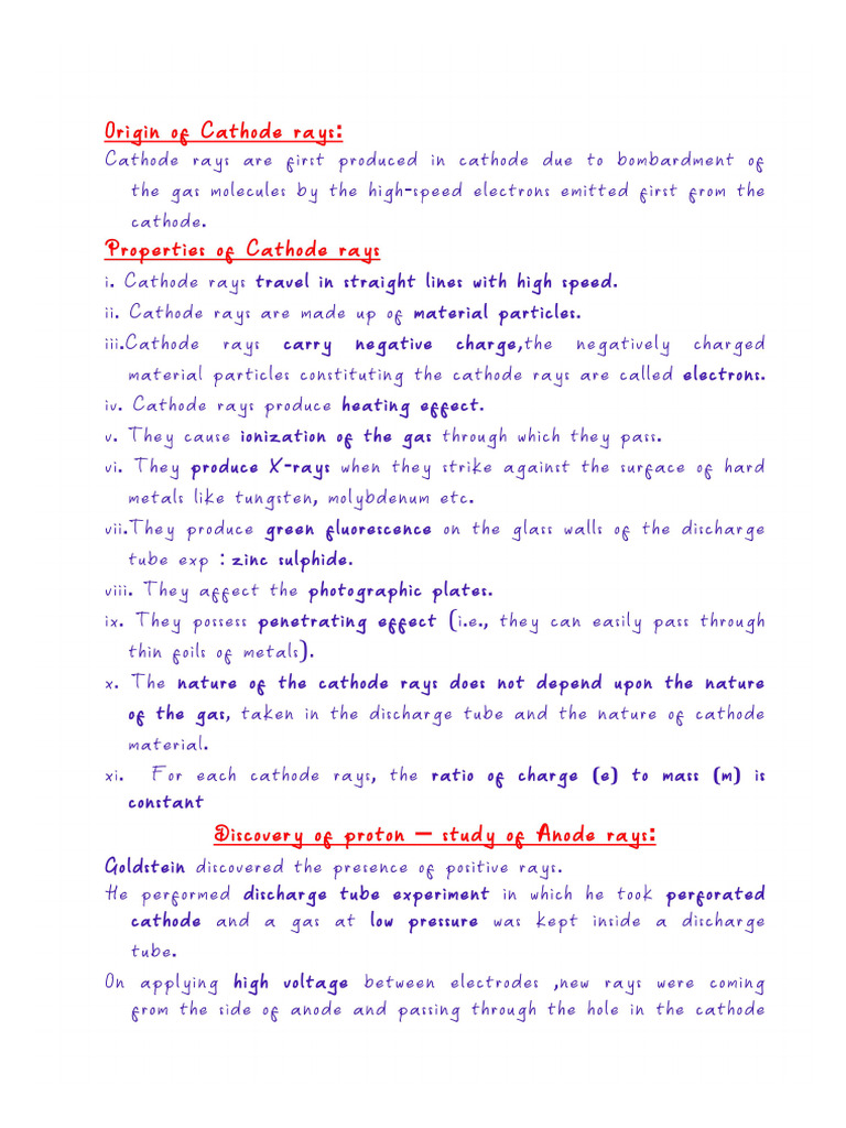 ATOMIC STRUCTURE Handwritten Notes Chemistry XI | PDF