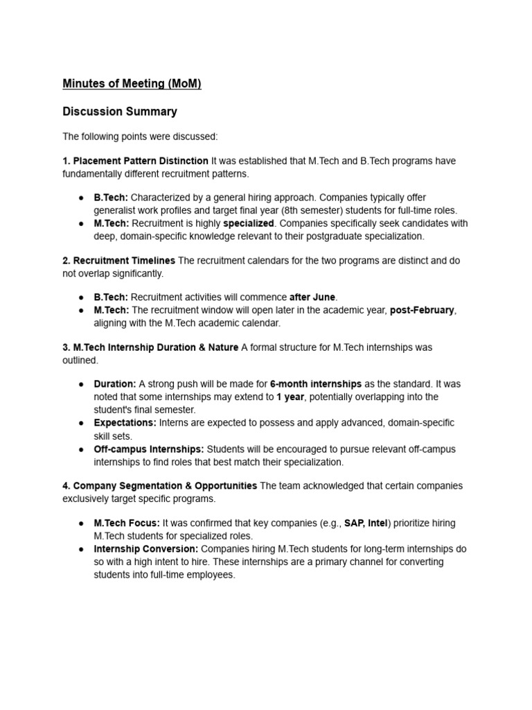 Minutes of Meeting (MoM) | PDF
