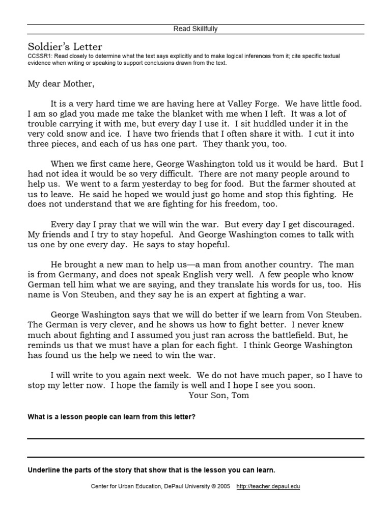 Soldier's Letter from Valley Forge | PDF
