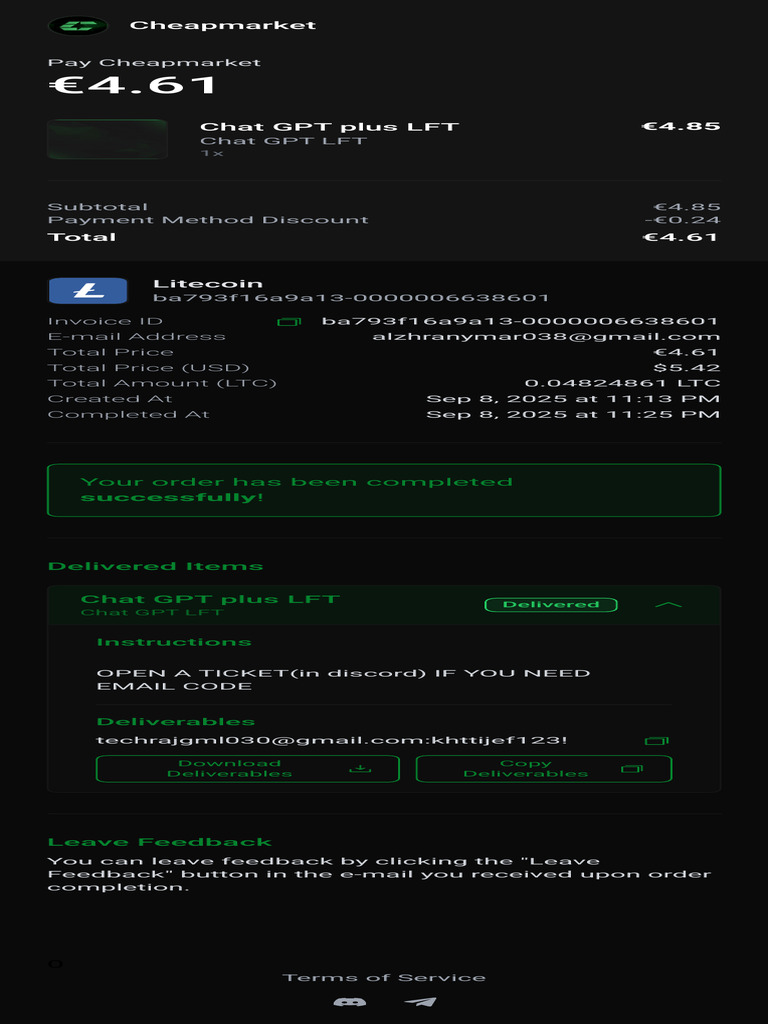 Invoice for Chat GPT LFT Purchase | PDF