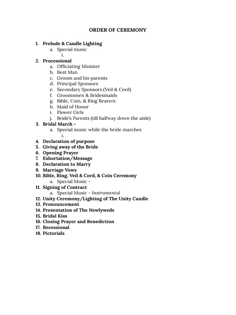 Order of Ceremony Template | PDF