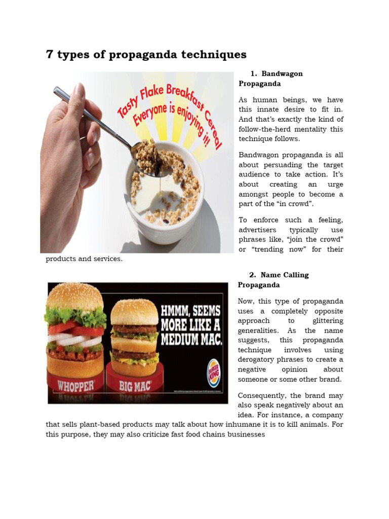 7 Propaganda Techniques Explained | PDF | Propaganda | Advertising