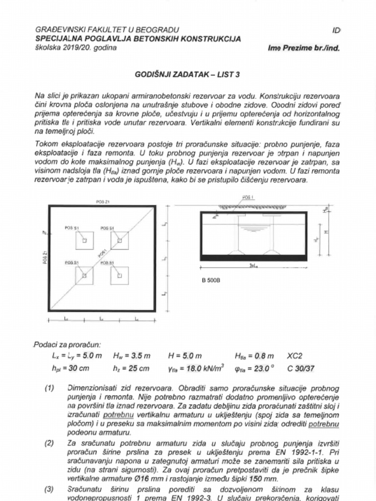 Primer Proracuna Rezervoara | PDF