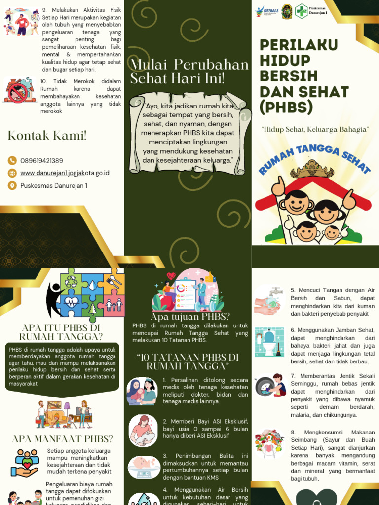 Leaflet PHBS Di Rumah Tangga | PDF