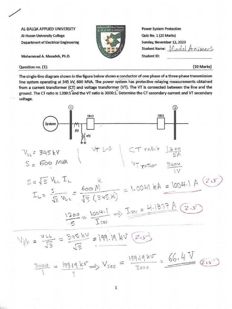 Quiz 1 - Model Answers | PDF