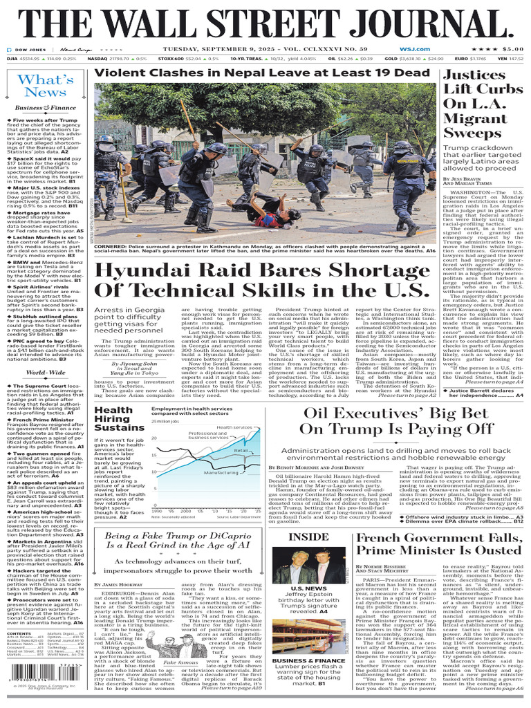 The Wall Street Journal - September 09, 2025 | PDF | Donald Trump ...