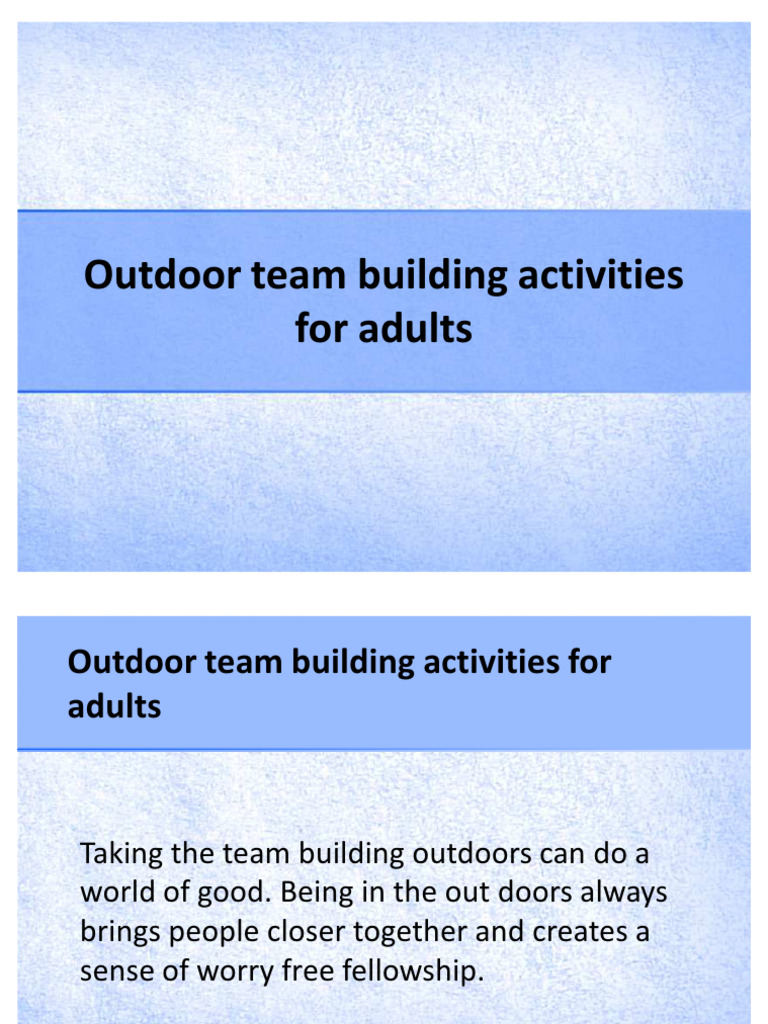 Outdoor Team Building Activities For Adults | PDF