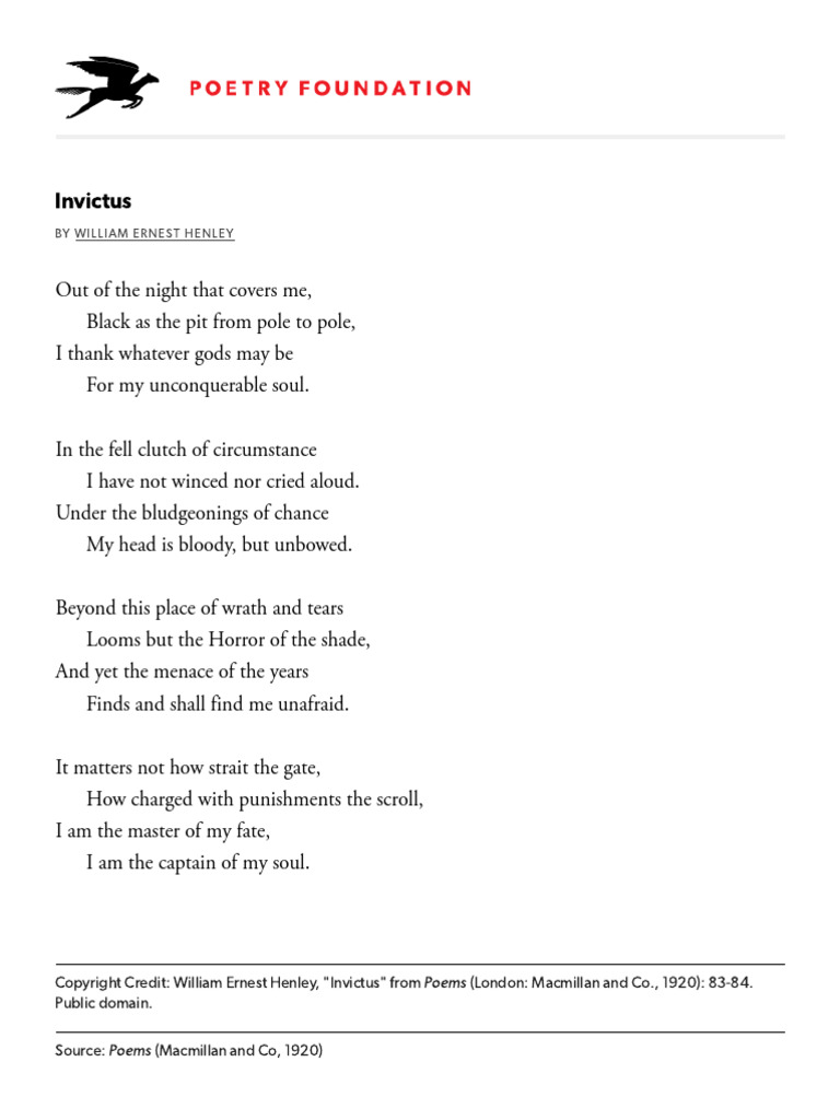 Invictus - The Poetry Foundation | PDF