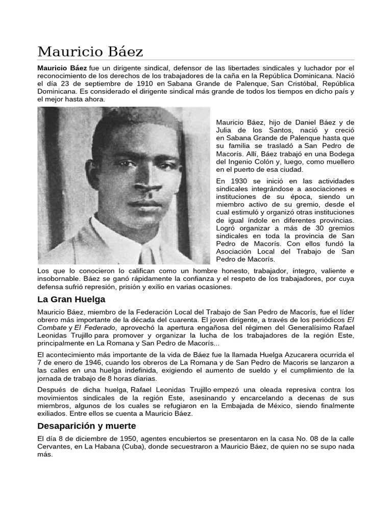 Mauricio Báez: Líder Sindical y Huelga | PDF | República Dominicana