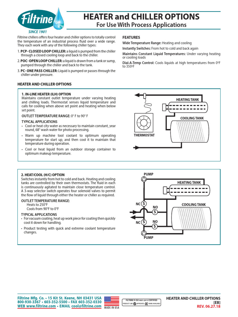 Filtrine Heater and Chiller Configurations | PDF | Thermostat | Valve