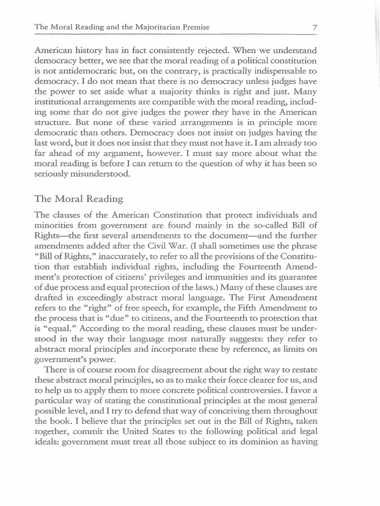 7-1 Dworkin, Ronald-The Moral Reading and The Majoritarian Premise ...