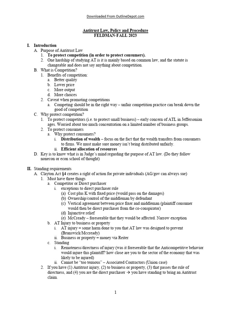 Antitrust Law Overview and Key Cases | PDF | Sherman Antitrust Act ...