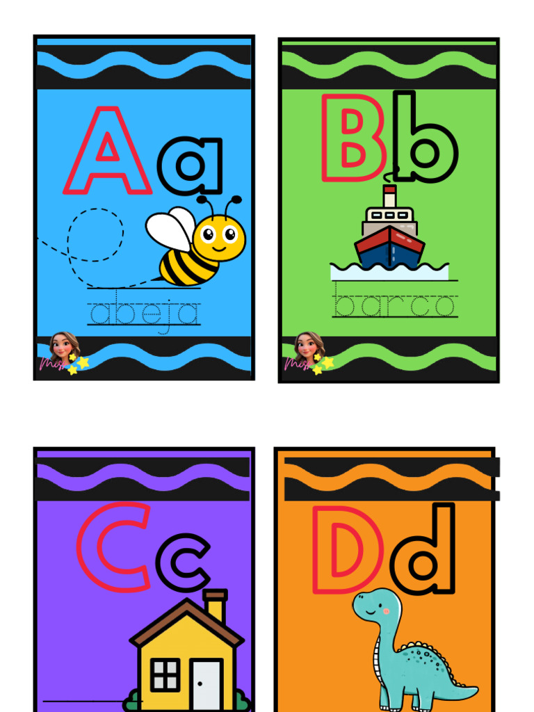 Tarjetas Coloridas Imprimibles Alfabeto en Español | PDF