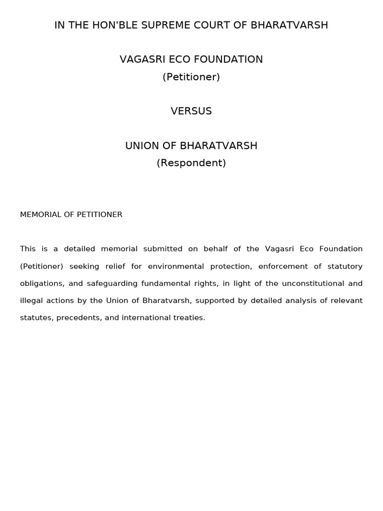Moot Court Memorial Petitioner Detailed | PDF