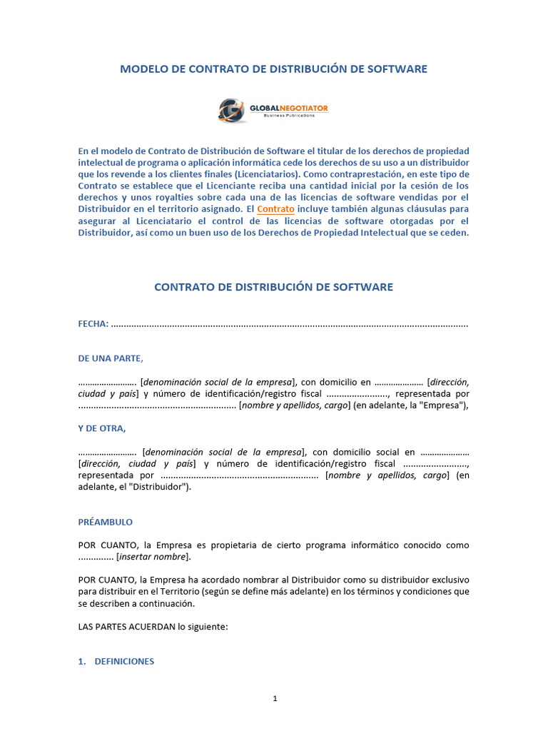 Modelo de Contrato de Distribución de Software | PDF | Software | Business