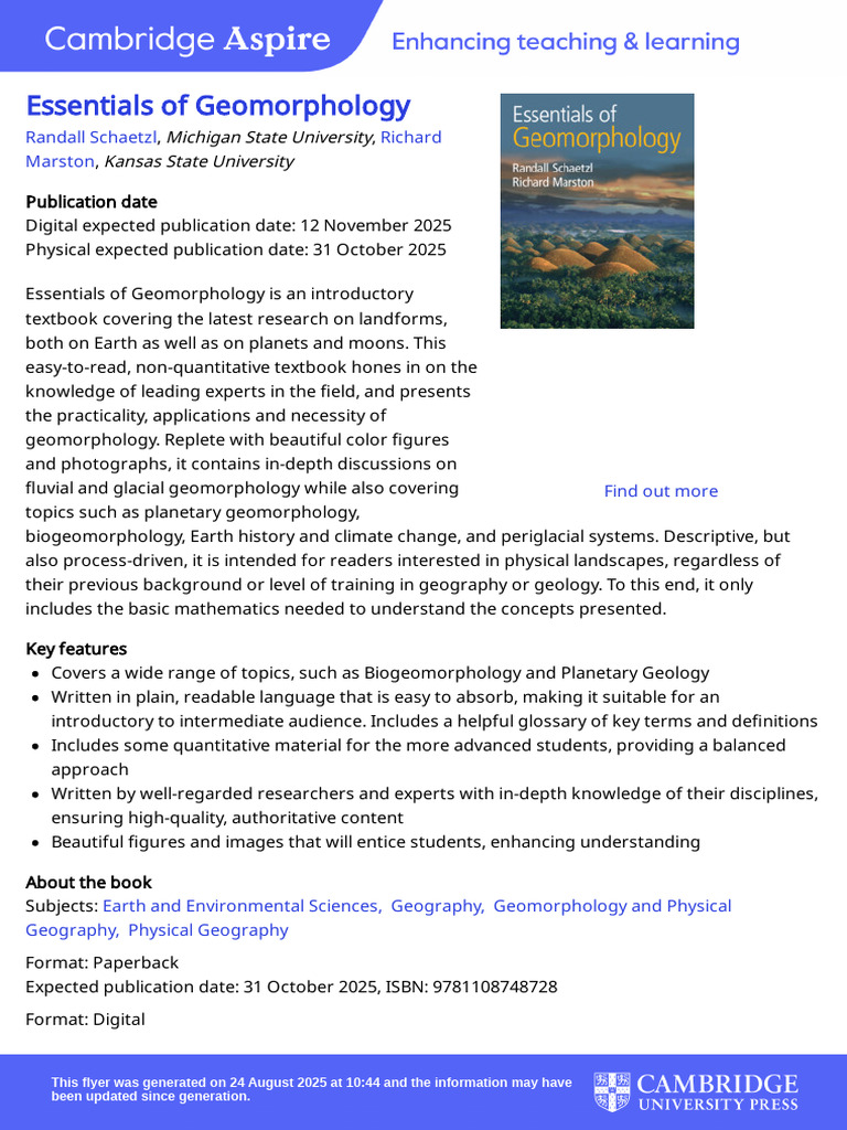 Essentials of Geomorphology Overview | PDF | Geomorphology | Geography