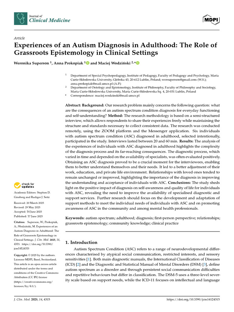 Superson, Prokopiak, & Wodziński, 2025 | PDF | Autism | Dsm 5