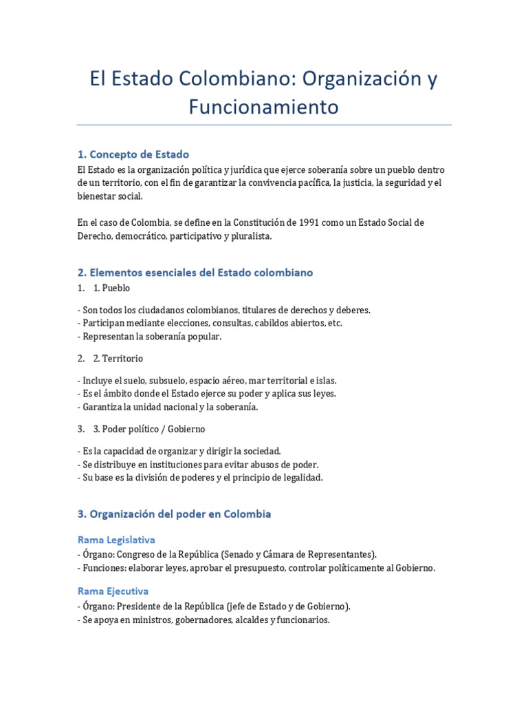 Organización del Estado Colombiano | PDF | Ejecutivo (gobierno ...