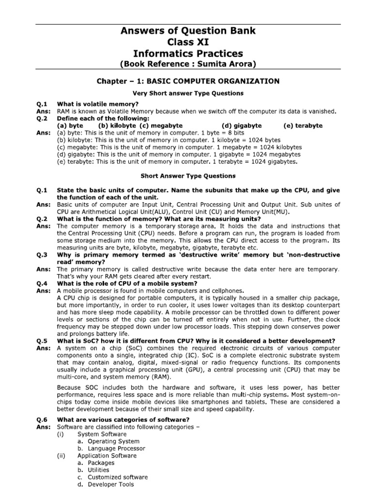 Question Bank Informatics Practices | PDF