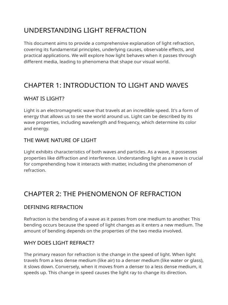 Difference Between Reflection and Refraction | PDF | Refraction | Light
