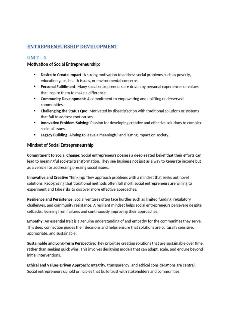 Entrepreneurship Development | PDF | Social Entrepreneurship ...