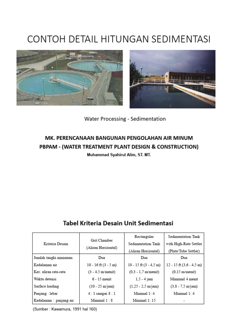 Desain dan Perhitungan Unit Sedimentasi | PDF