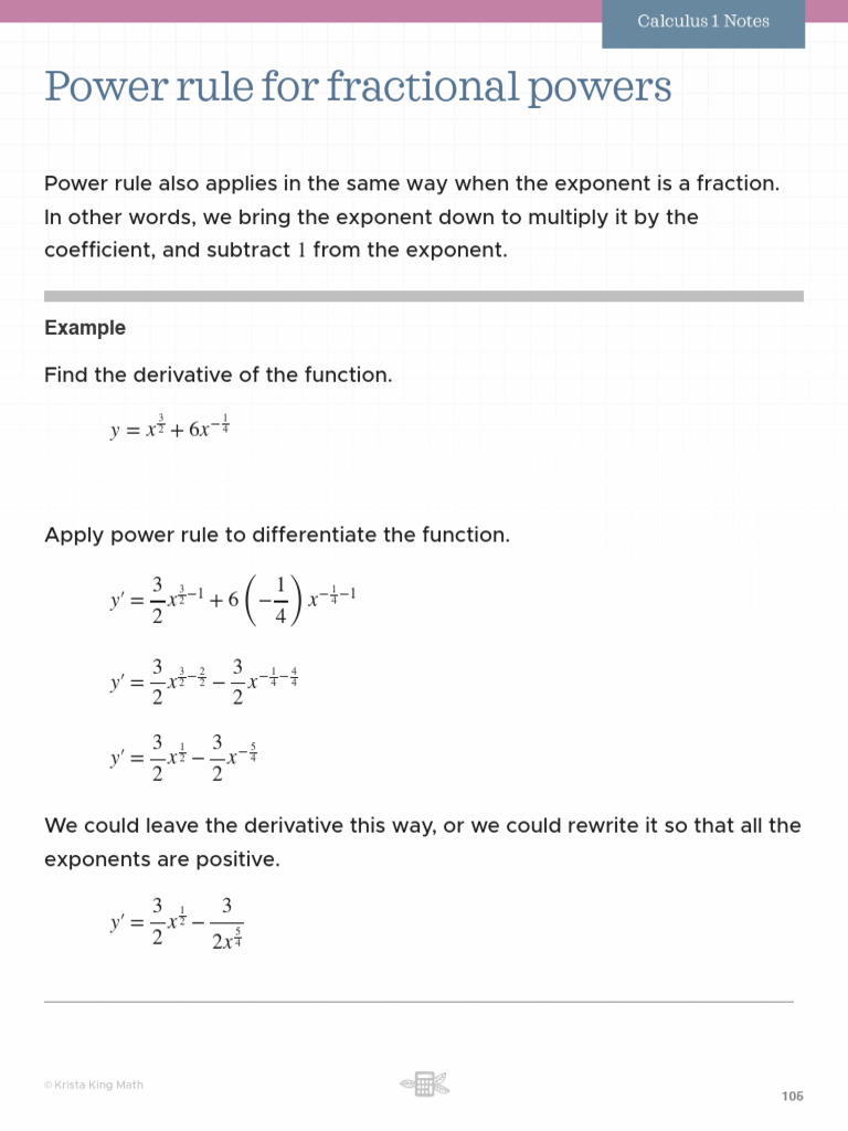03 Power Rule For Fractional Powers | PDF | Arithmetic | Mathematical ...